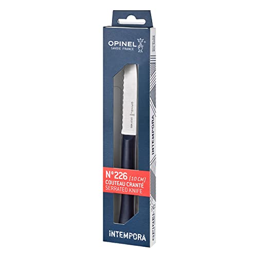 Opinel Intempora 4 Inch Serrated Paring Knife, Serrated High Carbon Steel Blade, Easy to Handle, Full Tang Construction, Ideal for Cutting Tough Skins, Made in Portugal