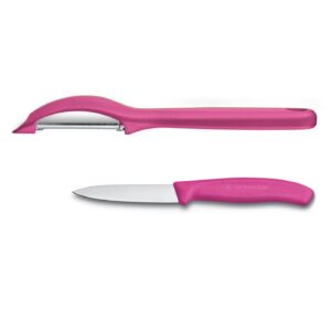 victorinox vic-7.6075.7606.5us1 swiss classic pillow packs serrated peeler & 3¼" paring pink