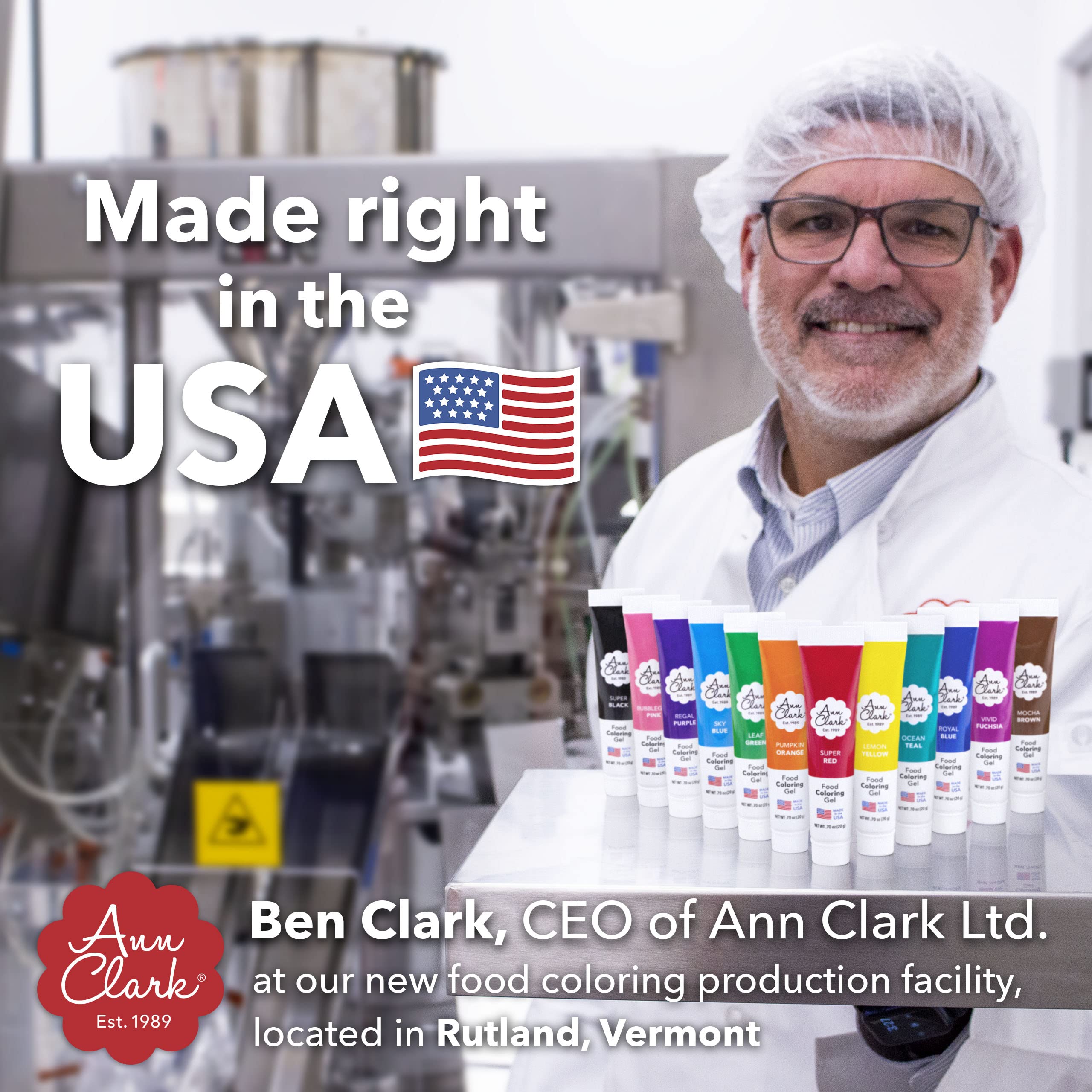 Ann Clark Professional-Grade Gel Food Coloring Made in USA .7 oz, 12 Colors