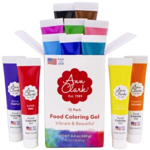 Ann Clark Professional-Grade Gel Food Coloring Made in USA .7 oz, 12 Colors