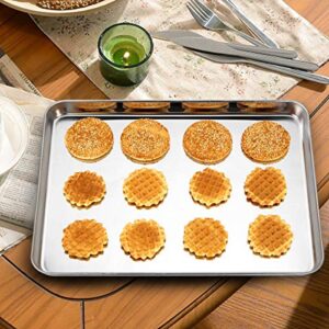 Wildone Baking Sheet Set of 3, Stainless Steel Cookie Sheet Baking Sheet Pan, 9/12/16 Inch, Non Toxic & Heavy Duty & Easy Clean