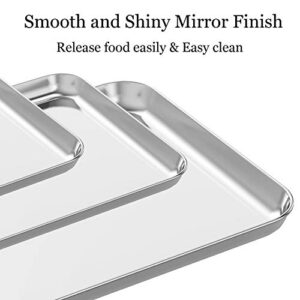 Wildone Baking Sheet Set of 3, Stainless Steel Cookie Sheet Baking Sheet Pan, 9/12/16 Inch, Non Toxic & Heavy Duty & Easy Clean