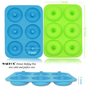 Walfos Silicone Donut Mold - Non-Stick Silicone Doughnut Pan Set, Just Pop Out! Heat Resistant, Make Perfect Donut Cake Biscuit Bagels, BPA FREE and Dishwasher Safe, Set of 3