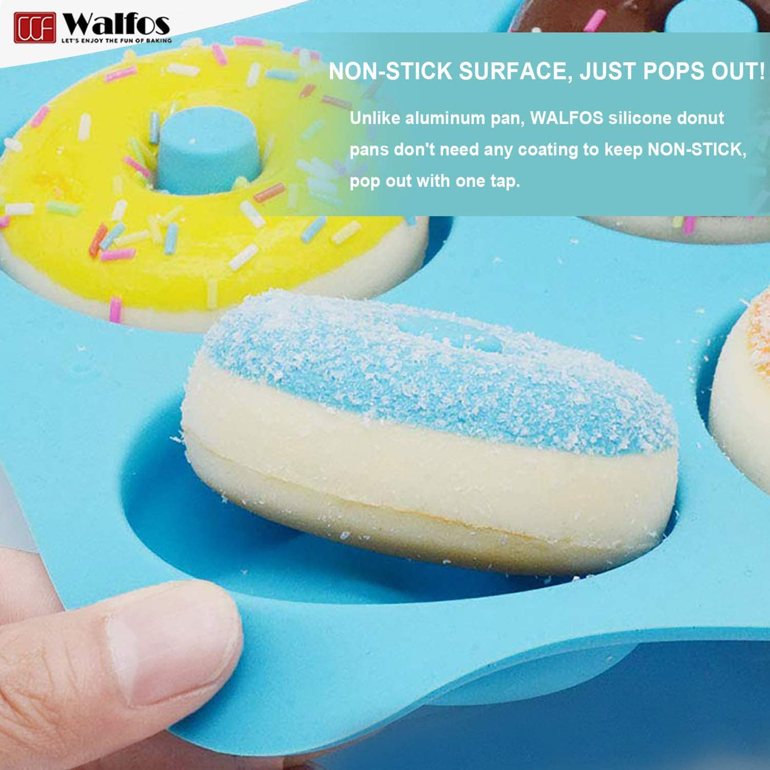 Walfos Silicone Donut Mold - Non-Stick Silicone Doughnut Pan Set, Just Pop Out! Heat Resistant, Make Perfect Donut Cake Biscuit Bagels, BPA FREE and Dishwasher Safe, Set of 3