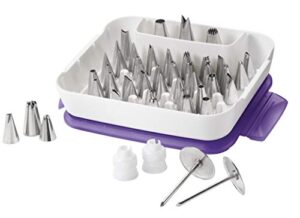 wilton piping tips for cake & cupcake decorating, 55-piece cake supply master decorating tip set, metal tips