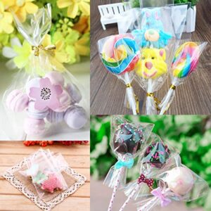 Augshy Cake Pop Bags, 300 Pcs Cellophane Treat Bags 3x5 with 300 Twist Ties - 1.4 mils Thickness OPP Plastic Bags for Lollipop Candy Chocolate Cookie Wrapping Buffet