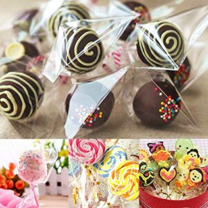 Augshy Cake Pop Bags, 300 Pcs Cellophane Treat Bags 3x5 with 300 Twist Ties - 1.4 mils Thickness OPP Plastic Bags for Lollipop Candy Chocolate Cookie Wrapping Buffet