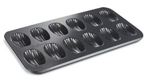 bellemain madeleine pan | 12-well madeleine mold makes 12 madeleine cookies | nonstick tea cake pan for madeleines, cakelet pan | warp-resistant carbon steel madeline pans (2-pack)