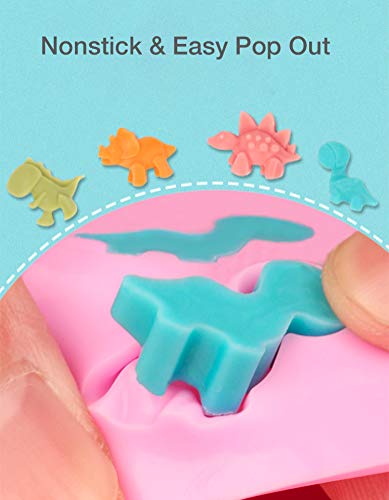 Alimat PluS Silicone Gummy Molds Candy Molds with 2 Droppers - BPA Free Nonstick Chocolate Molds Including Mini Dinosaur, Cat Claw, Hearts, Flowers, Bear Shape Gummie Molds - Pack of 5 for 210 Gummies