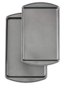 wilton perfect results premium non-stick bakeware cookie baking sheets set, 2-piece, steel