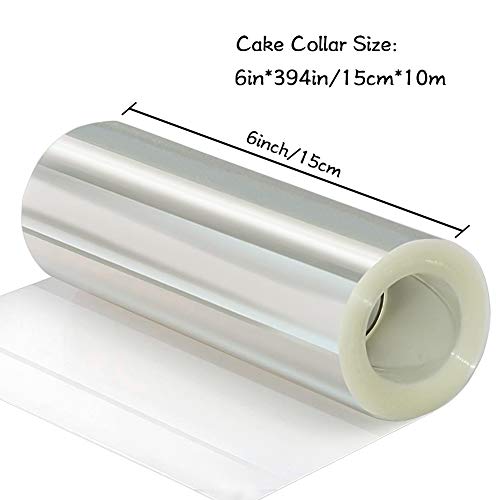 YQL Cake Collar 6 Inch,Acetate Cake Collar Roll DIY Acetate Sheet Baking Transparent Mousse Cake Sheets Surrounding Edge Clear Cake Strips for Baking Decorate Shaker Cards Making(6x394Inch)