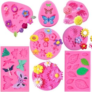 firetreesilverflower silicone mould for flower and butterfly candy - for cake decoration,chocolate fudge, polymer clay, soap, confectionery projects.