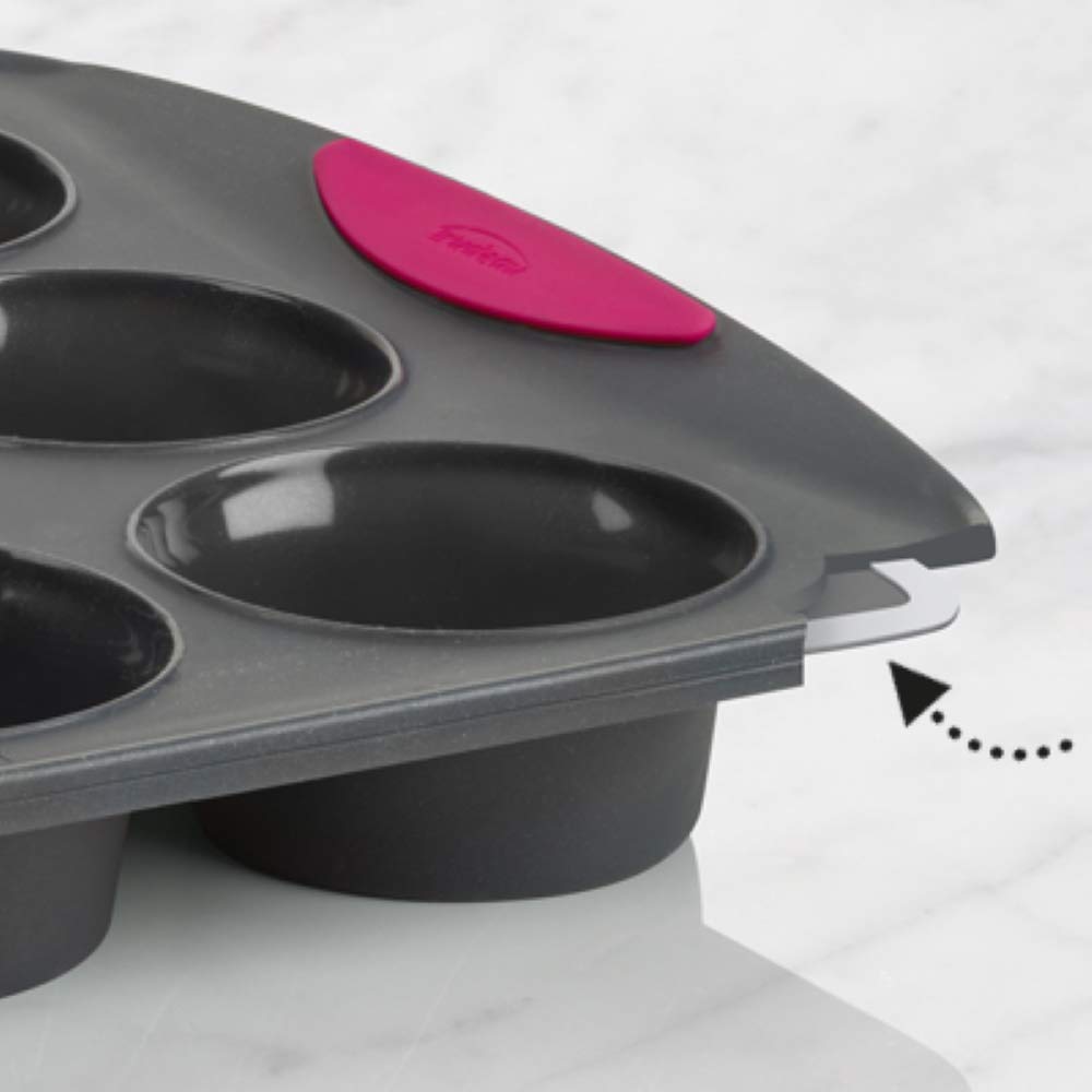 Trudeau - 5118553 Trudeau Structured Silicone Muffin Pan, 12 Cup, Confetti/Fuschia