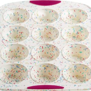 Trudeau - 5118553 Trudeau Structured Silicone Muffin Pan, 12 Cup, Confetti/Fuschia