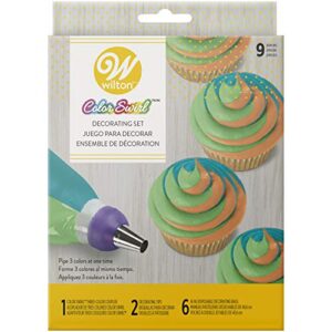 wilton color swirl, 3-color piping bag coupler, 9-piece cake decorating kit