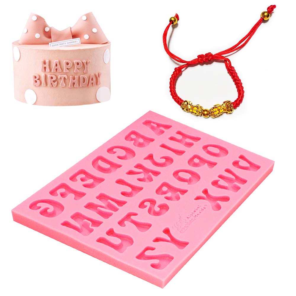 Fondant Mold Silicone,Mini A-Z 26 English Letters Mold Cake Mold Baking Cake Decoration Cupcake Topper Tools Alphabet Pink Handmade DIY Mould Tool For Handmade Chocolate,Candy