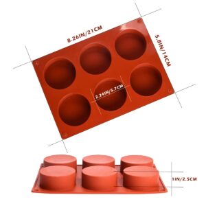 3-Pack Oreo Molds Silicone 6-Cavity Round Silicone Baking Molds for Cylinder Candy Jello Cake Chocolate Covered Sandwich Cookies, Handmade Resin Mini Soap