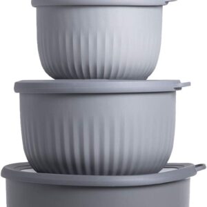 COOK WITH COLOR Prep Bowls with Lids- Deep Mixing Bowls Nesting Plastic Small Mixing Bowl Set with Lids (Grey Ombre)