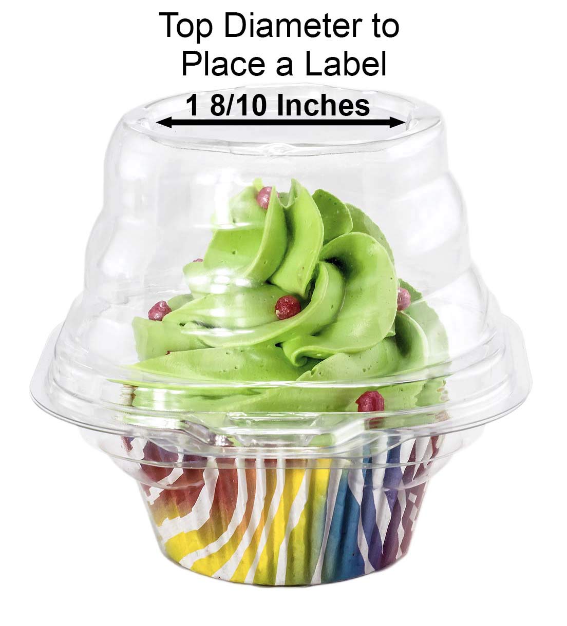 Katgely Individual Cupcake Container (Pack of 100) - Single Compartment Cupcake Carrier Holder Box - Stackable - Deep Dome - Clear Plastic - BPA-Free