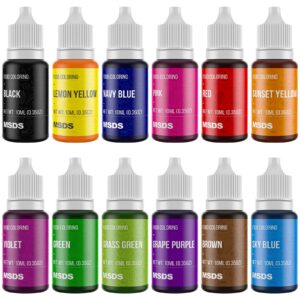 valuetalks food coloring 12 color x10 ml food grade vibrant liquid food color dye flavorless vegan-free icing colors for baking, icing, cake decorating, macaron, frosting, fondant, cookie, slime (12 colors (0.35 fl oz/bottles))