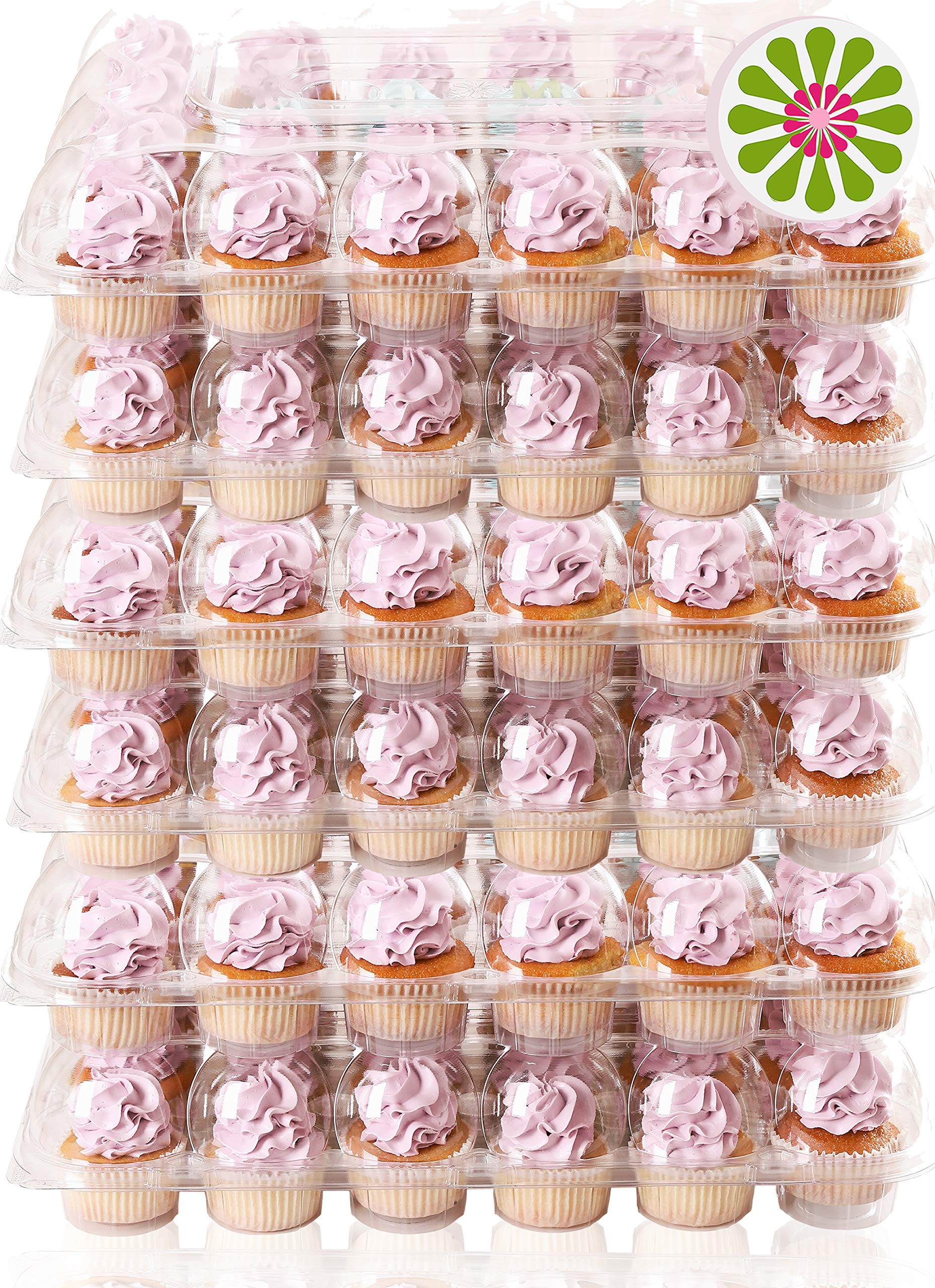 (24 Pack x 6 Sets) STACKnGO Carrier Holds 24 Standard Cupcakes - Strongest Cupcake Boxes, Tall Dome Detachable Lid, Clear Plastic Disposable Containers, Storage Tray, Travel Holder, Regular Muffins