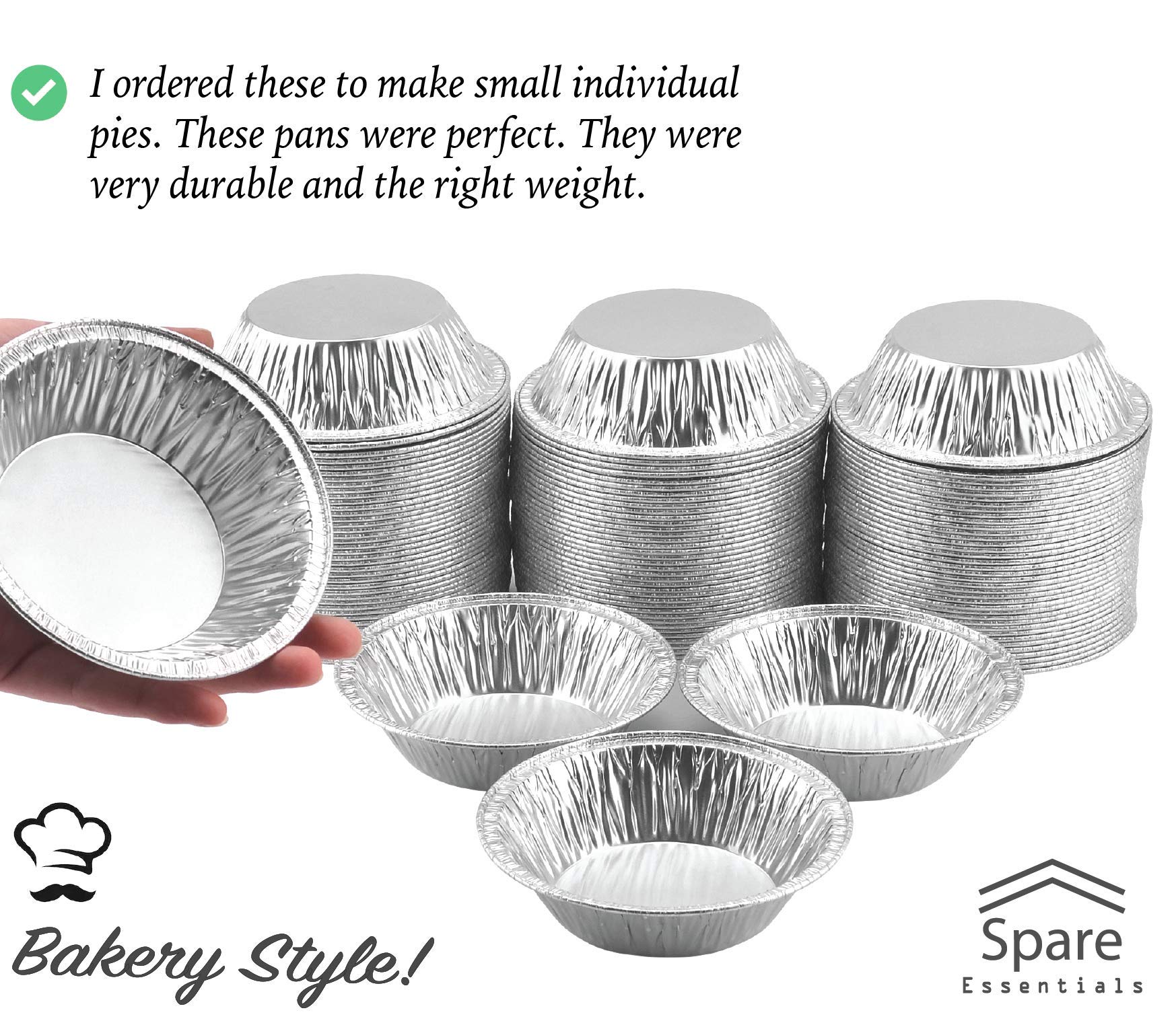 Spare Essentials 120-Pack 5 Inch Small Pie Pans, Disposable Mini Pie Tins, Aluminum Pie Pans for Baking, Storing and Reheating, Pot Pies, Tarts and Quiche