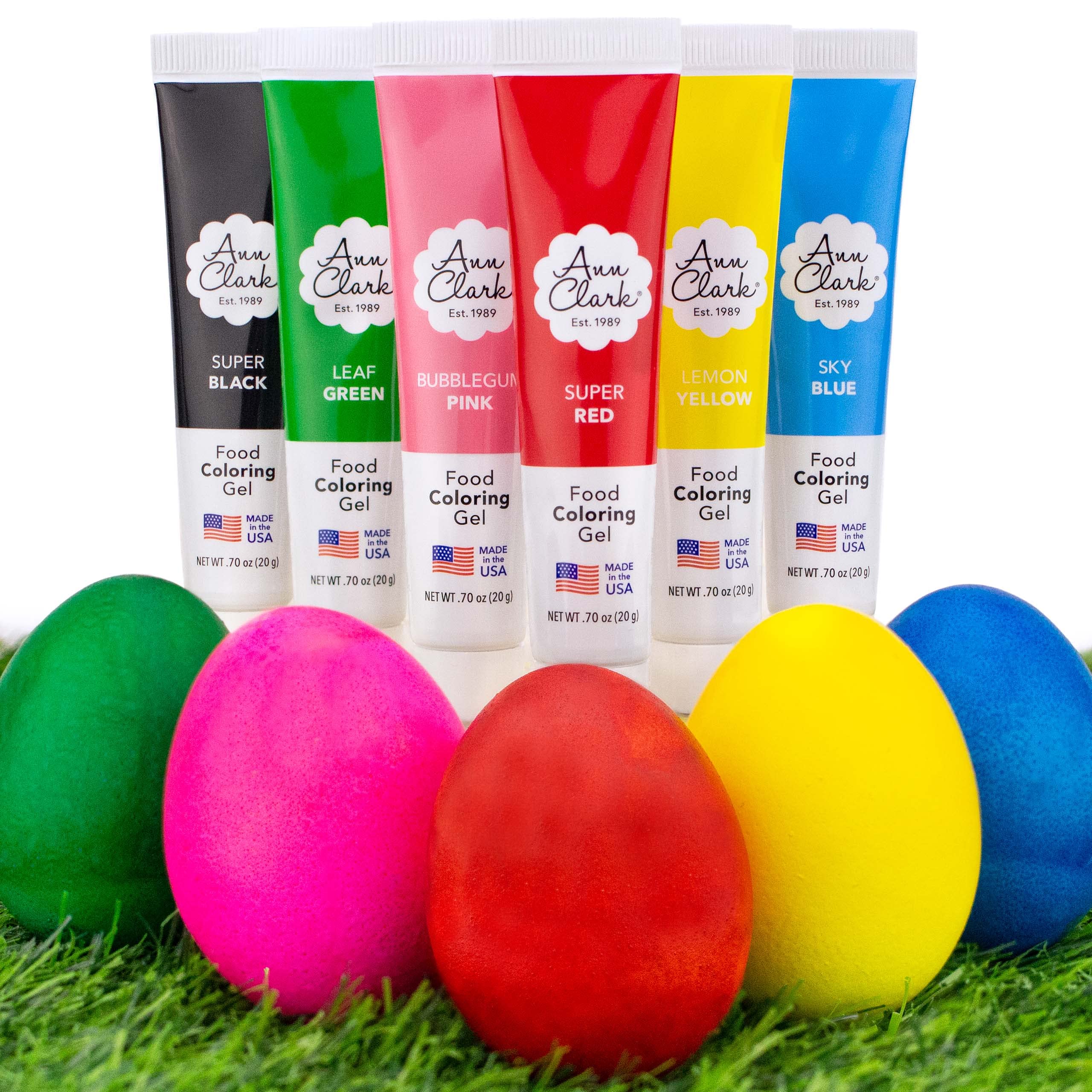 Ann Clark Professional-Grade Food Coloring Gel & Easter Egg Dye Made in USA, 7 oz. Tubes, 6 Colors