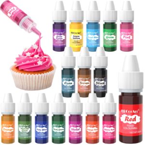 food coloring liquid - ercorart 16 colors food coloring, food grade vibrant food dye, tasteless food color set for cake decorating, easter egg, cooking, fondant - 0.25 fl oz