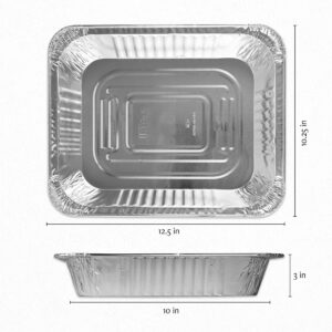 PLASTICPRO Disposable 9 x 13 Heavy Weight Aluminum Foil Pans Half Size Deep Steam Table Bakeware - Cookware Perfect for Baking Cakes, Bread, Meatloaf, Lasagna Pack of 10