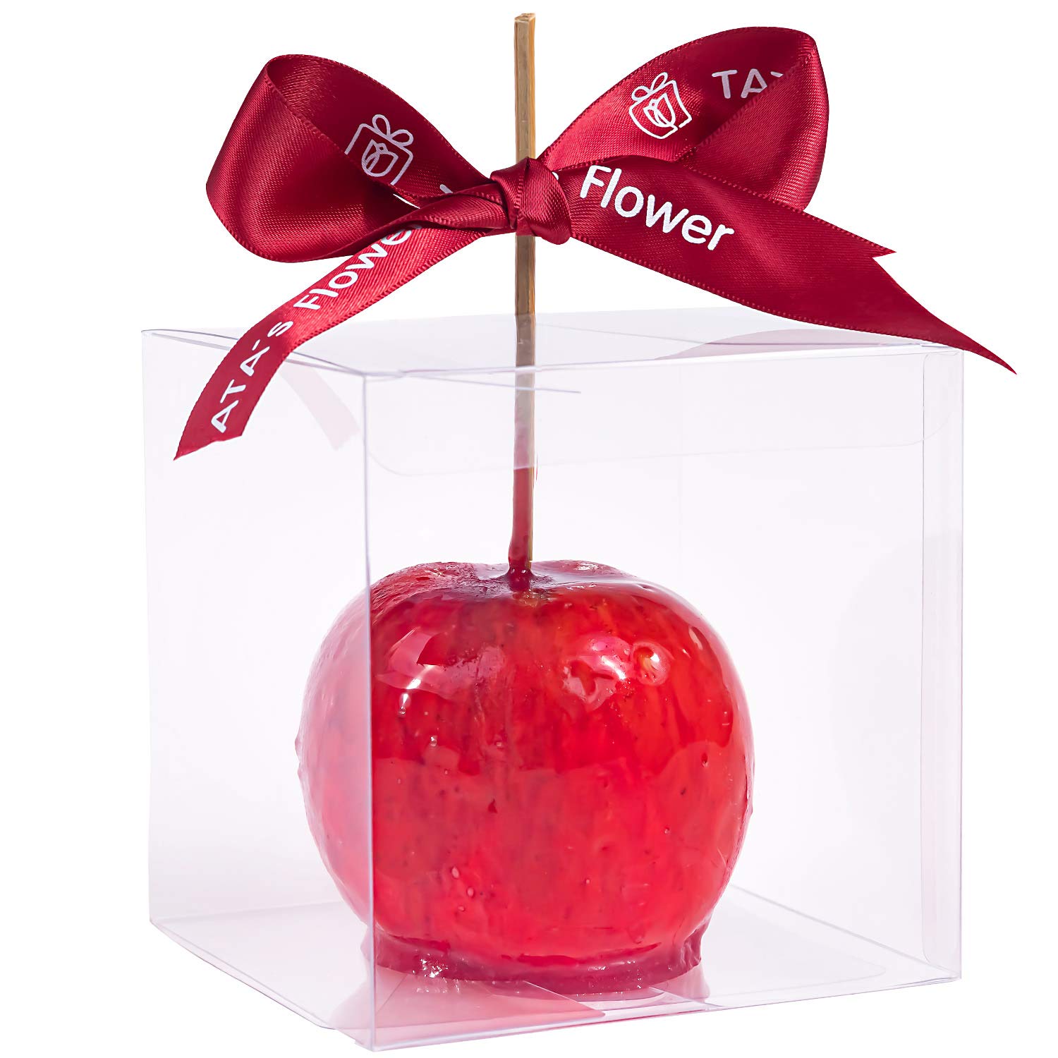 Clear Candy Apple Boxes with Hole 4"x 4"x 4" Transparent Favor Boxes Set of 20 Food-Grade Treat Box for Caramel Apples Cake Pops Cookies Chocolates (Clear, 20)