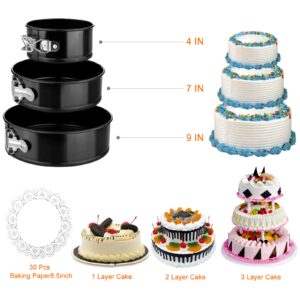 Cake Decorating Supplies, 507 PCS Cake Decorating Kit 3 Packs Springform Cake Pans, Cake Rotating Turntable, 48 Piping Icing Tips, 7 Russian Nozzles, Chocolate Mold Baking, Mother's Day Gift Ideas