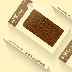 Murong Silicone Letter Number Molds,Reusable Chocolate Molds with Happy Birthday Cake Decorating Symbols(Brown 2pcs)