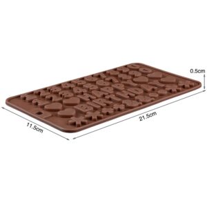 Murong Silicone Letter Number Molds,Reusable Chocolate Molds with Happy Birthday Cake Decorating Symbols(Brown 2pcs)