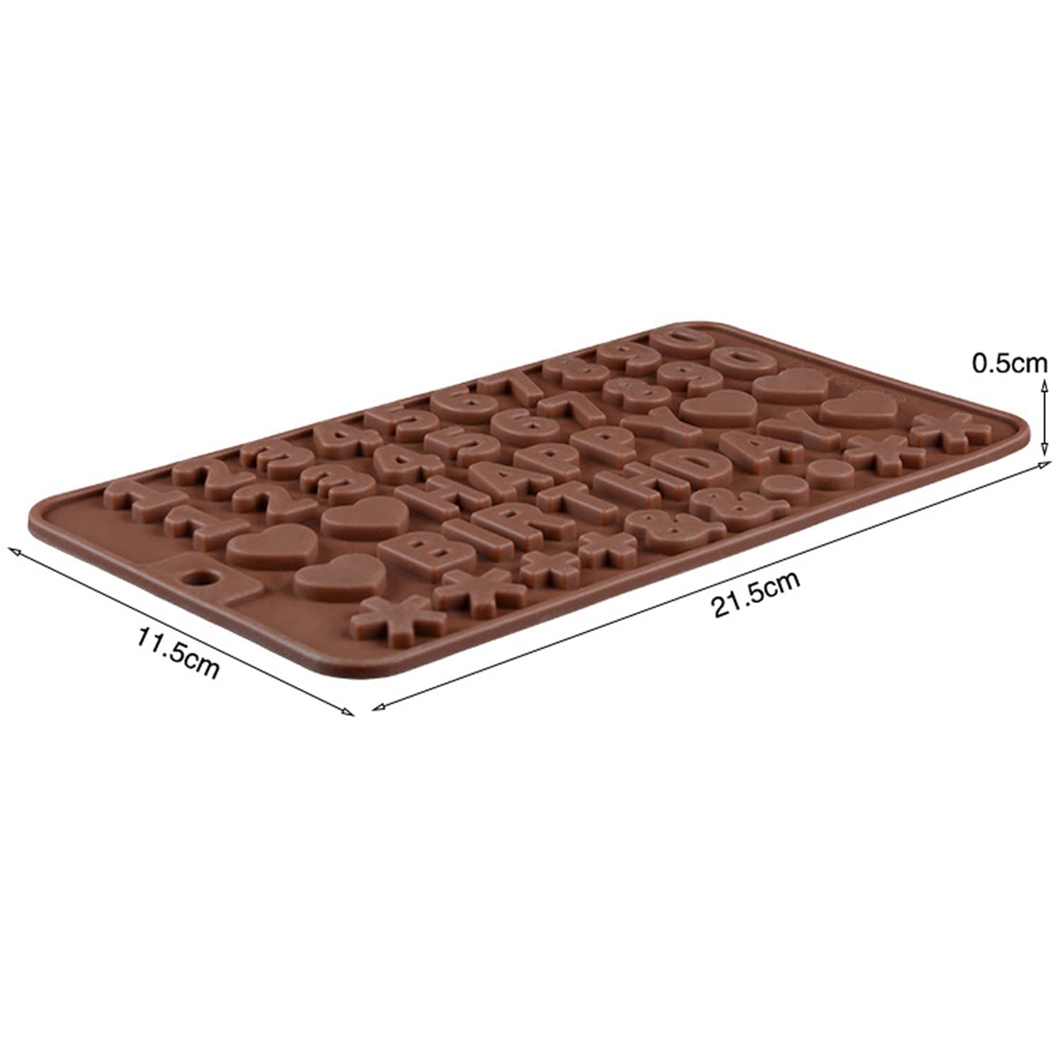 Murong Silicone Letter Number Molds,Reusable Chocolate Molds with Happy Birthday Cake Decorating Symbols(Brown 2pcs)