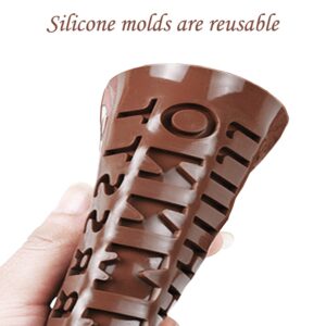 Murong Silicone Letter Number Molds,Reusable Chocolate Molds with Happy Birthday Cake Decorating Symbols(Brown 2pcs)