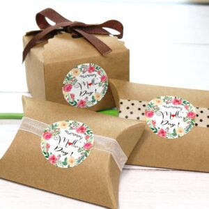 600pcs Happy Mother's Day Stickers, 1.5 inch Floral Envelope Seals Labels Stickers for Gifts Card Candy Bag Cookie Box Cupcake Party Favors Dessert Decoration