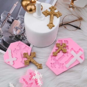 3 Pcs Cross Molds Silicone, Cross Silicone Molds for Chocolate Cake Fondant Candy Clay Cupcake Candle Baptism