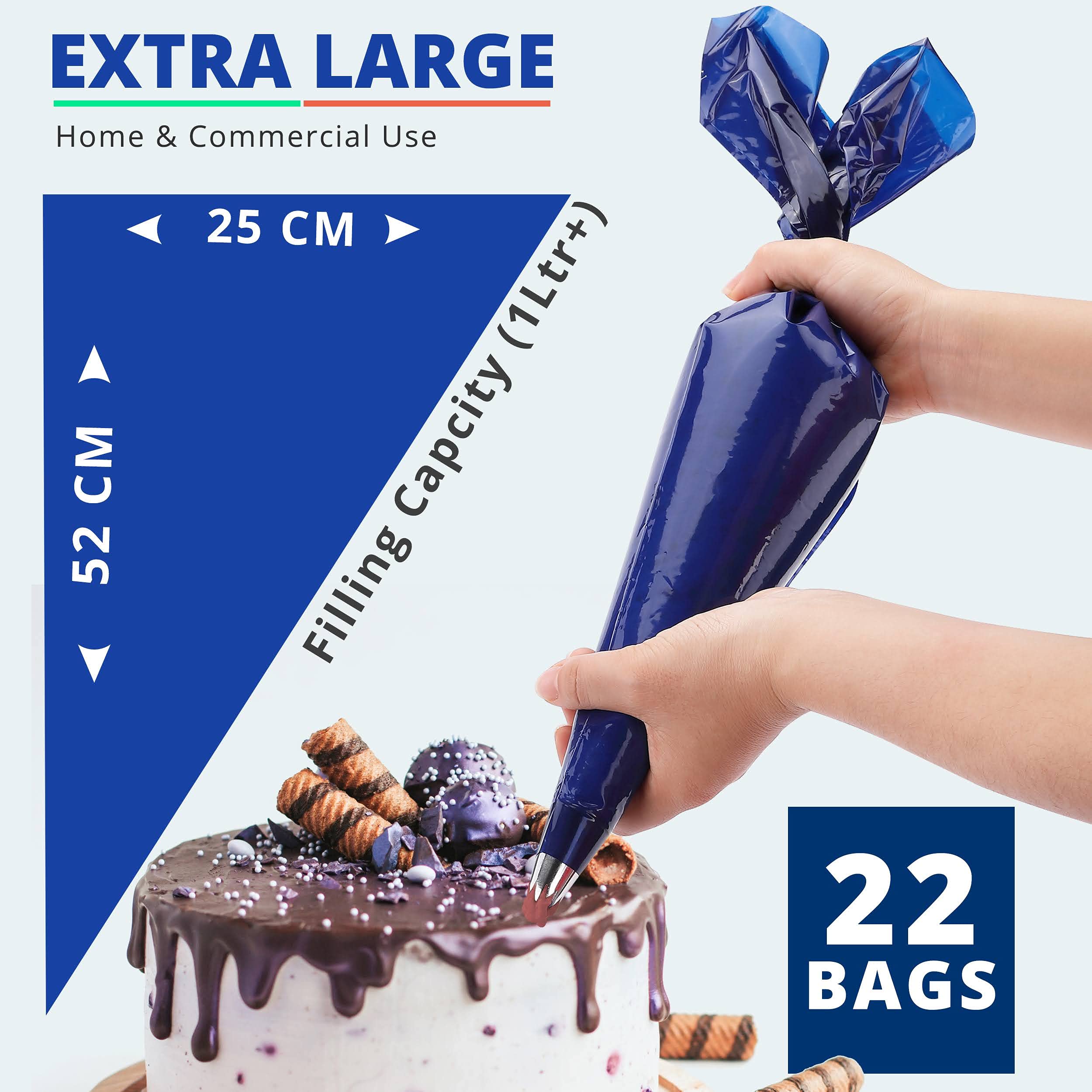 Treat Story Large Disposable Piping Bags - 21-inch, Easy-to-Use Thick Icing Bags for Cake and Dessert Decorations, Non-Bursting Material, Non-Slip Grip - Pack of 22