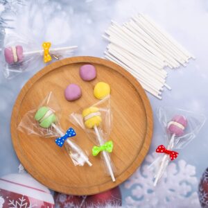 SOTMALTK 320Pcs Cake Pop Sticks and Wrappers Kit, Lollipop Sticks Cake Pop Bags with Metallic Twist Ties Bow, Perfect for Making Lollipops, Candies, Chocolates and Cookies - Great for Parties