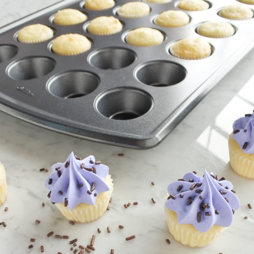 Wilton Advance Select Premium Non-Stick Mini Muffin Pan, 24-Cup Cupcake Pan, Steel, Silver