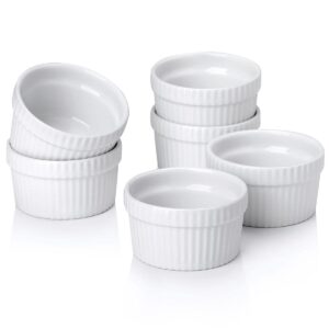 mini ramekins 1.5 oz, vidalenta dipping sauce cups, tiny ramekins dip bowl porcelain souffle dish set of 6, small ramekins dessert cups small bowls for charcuterie board, microwave & oven safe, white