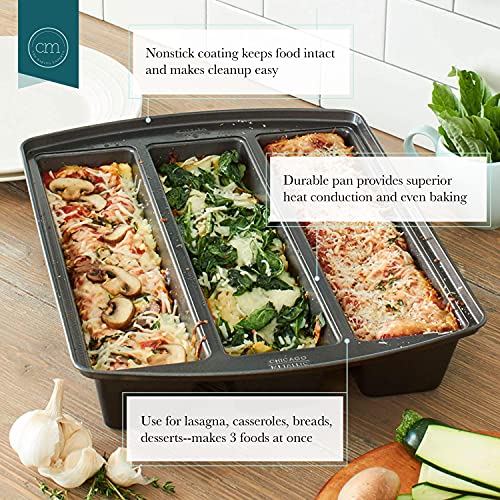 Chicago Metallic - 26783 Chicago Metallic Professional Lasagna Trio Pan, 12 by 16 by 3", Silver