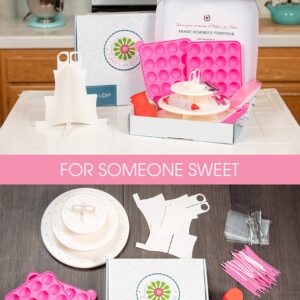 APRON HEROES- Complete Cake Pop Maker Kit, Nonstick, Silicone, Cake Pop Maker, Cake Pop Kit, with, Cake Pop Stand Holder, Cake Pop Molds, 120 Lollipop Sticks, Melting Pot, Decorating Pen, & Twist Ties