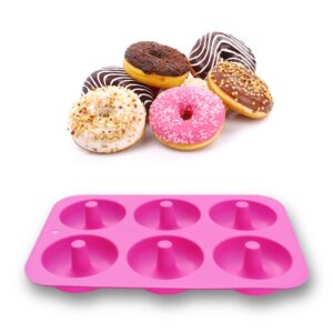 homEdge Silicone Donut Molds, 2-Pack of Non-Stick Food Grade Silicone Pans for Doughnut Baking – Green and Pink