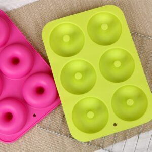 homEdge Silicone Donut Molds, 2-Pack of Non-Stick Food Grade Silicone Pans for Doughnut Baking – Green and Pink