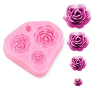 sunkool roses mold flower silicone cake molds chocolate sugarcraft decorating fondant fimo tools 4 size pink 1 piece