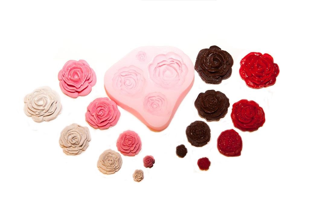 SUNKOOL Roses Mold Flower Silicone Cake Molds Chocolate Sugarcraft Decorating Fondant Fimo Tools 4 Size Pink 1 Piece