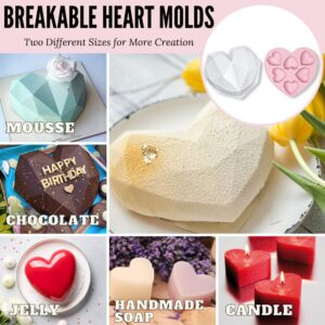 AOYOCO Chocolate Molds Silicone - 2 Sizes Breakable Heart Molds, Popsicle Molds w/ 4 Wood Hammers & 50 Sticks, Mothers Day Chocolate Mold, Number & Letter Molds, for Celebration, Birthday