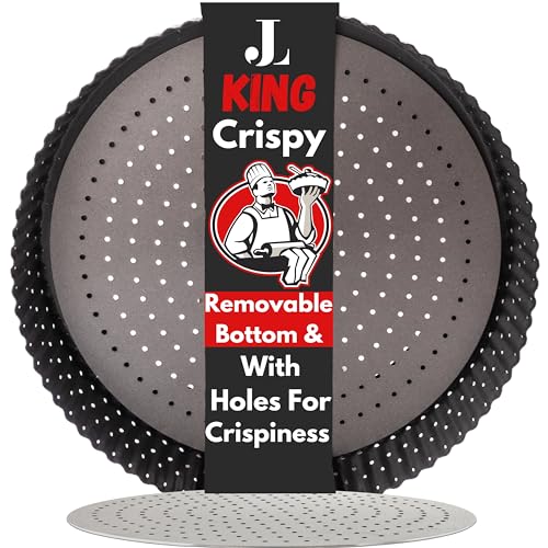 Jean Lemond: Introducing King Crispy's Deep Pie, Tart & Quiche Pan With Perforated Holes For Crispy Crusts. A Non-Stick, Removable Bottom, Dishwasher Safe, Pie Pan Baking Plate Dish. (9 inch x 2 Deep)