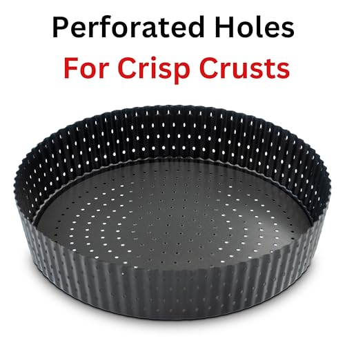 Jean Lemond: Introducing King Crispy's Deep Pie, Tart & Quiche Pan With Perforated Holes For Crispy Crusts. A Non-Stick, Removable Bottom, Dishwasher Safe, Pie Pan Baking Plate Dish. (9 inch x 2 Deep)